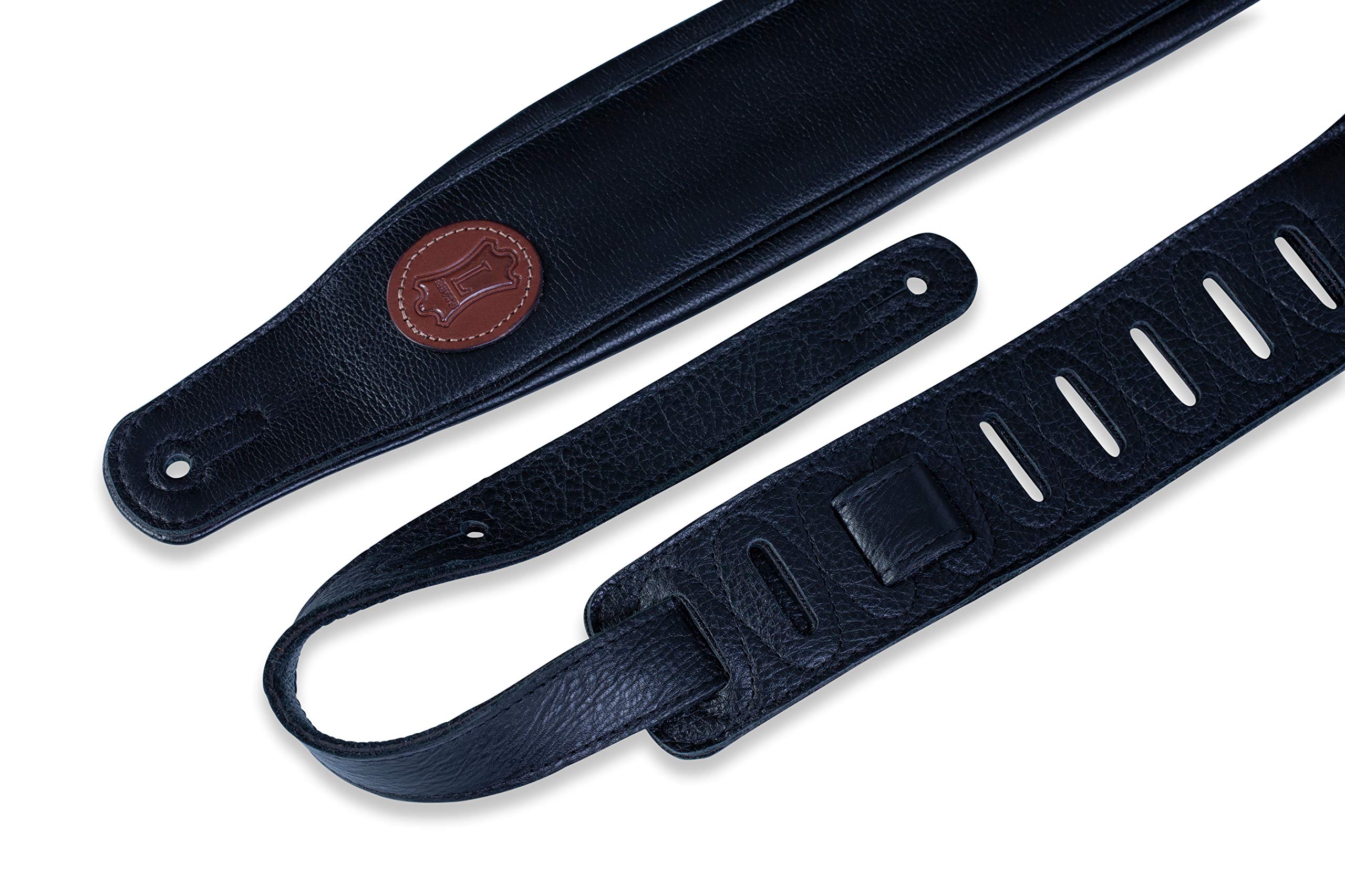 Levy's Leathers 3" Extra-Long Padded Garment Leather Guitar Strap; Adjustable from 37" - 63" | Black (MSS2-XL-BLK)