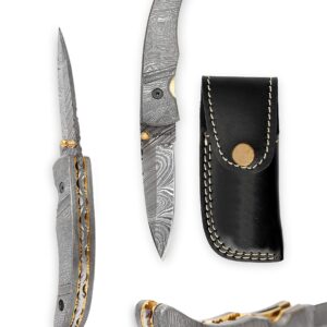 Perkin Knives Handmade Damascus Hunting Foldable Knife