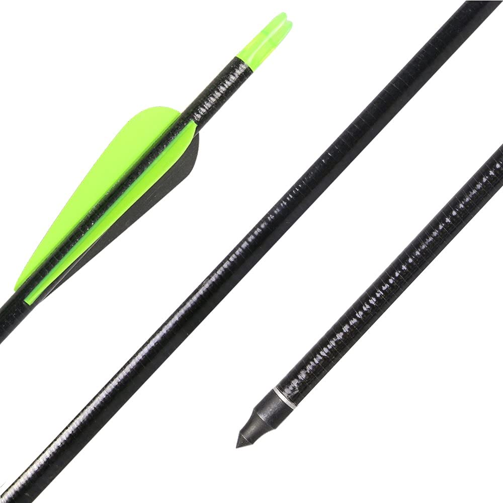 Huntingdoor Archery 31" Fiberglass Hunting Arrows Fiberglass Target Practice Arrows with Screw-in Tips for Recurve or Compound Bow(Pack of 12)