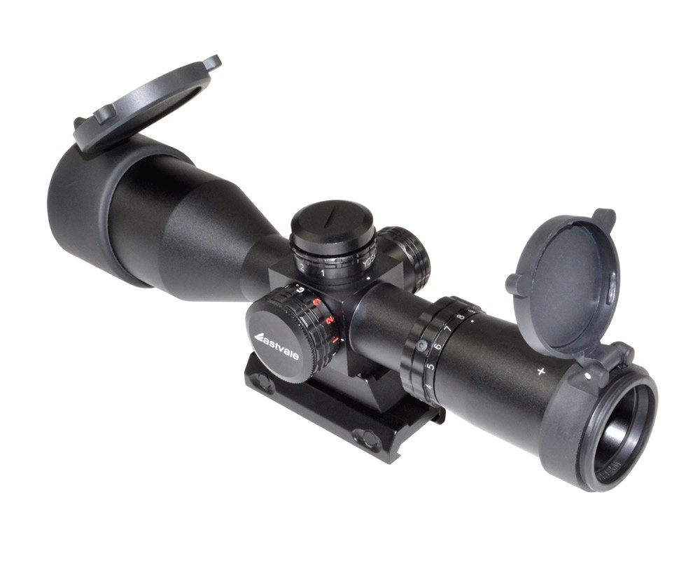 Eastvale 2.5-10X40 Compact Rifle Scope with Illuminated Red, Green, Blue Mil-Dot Reticle Including Quick Detach Picatinny Mount