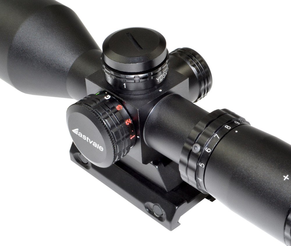 Eastvale 2.5-10X40 Compact Rifle Scope with Illuminated Red, Green, Blue Mil-Dot Reticle Including Quick Detach Picatinny Mount