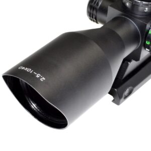 Eastvale 2.5-10X40 Compact Rifle Scope with Illuminated Red, Green, Blue Mil-Dot Reticle Including Quick Detach Picatinny Mount