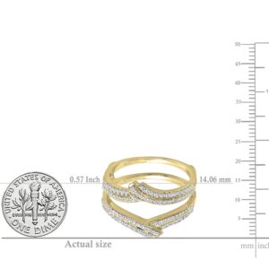 Dazzlingrock Collection 0.32 Carat (ctw) Round White Diamond Enhancer Guard Anniversary Ring for Her in 10K Yellow Gold Size 8.5