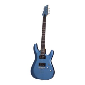 schecter c-6 deluxe 6-string electric guitar (right-hand, satin metallic light blue)