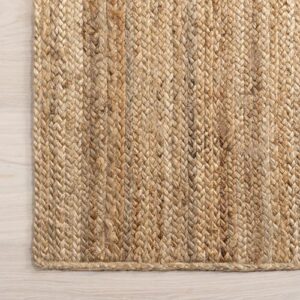 nuLOOM 4 Round Rigo Jute Hand Woven Area Rug, Natural, Solid Farmhouse Design, Natural Fiber, For Bedroom, Living Room, Dining Room, Hallway, Office, Kitchen, Entryway