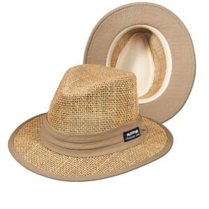 panama jack men's matte seagrass safari hat (large) natural