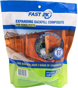 fast 2k fence post mix and concrete alternative and replacement for fence post and mail post installs. 32.8 oz bag of expanding composite footing compound