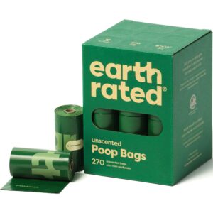 earth rated dog poop bags, guaranteed leak proof and extra thick waste bag refill rolls for dogs, unscented, 270 count