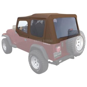 Sierra Offroad Soft Top for 1988 to 1995 Jeep Wrangler YJ - Spice, Denim Vinyl - 2 Door Jeep Soft Top with Rear Plastic Tinted Windows - Factory Precision Fit Replacement - With Upper Door Skins