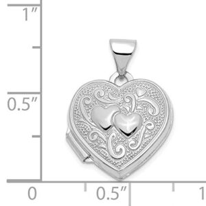 The Black Bow 14k White Gold 15mm Double Design Heart Shaped Locket