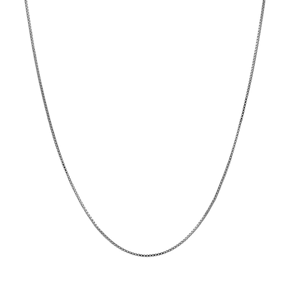 Honolulu Jewelry Company 14K Thin Real Solid White Gold 0.5mm Box Chain Necklace Spring-Ring Clasp - 18 Inches