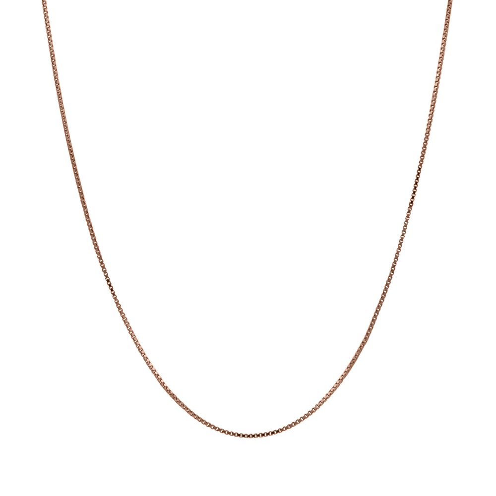 Honolulu Jewelry Company 14K Thin Real Solid Rose Gold 0.5mm Box Chain Necklace Spring-Ring Clasp - 16 Inches