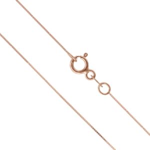 Honolulu Jewelry Company 14K Thin Real Solid Rose Gold 0.5mm Box Chain Necklace Spring-Ring Clasp - 16 Inches