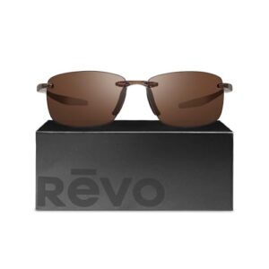 revo sunglasses descend n: polarized serilium+ lens with rimless rectangle frame, crystal brown frame with terra lens