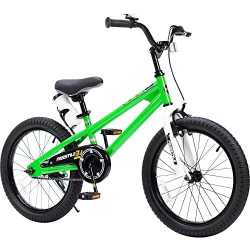 RoyalBaby Freestyle Kid’s Bike for Boys and Girls, 18 inch with Kickstand, Green (RB18B-6G)