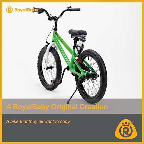 RoyalBaby Freestyle Kid’s Bike for Boys and Girls, 18 inch with Kickstand, Green (RB18B-6G)