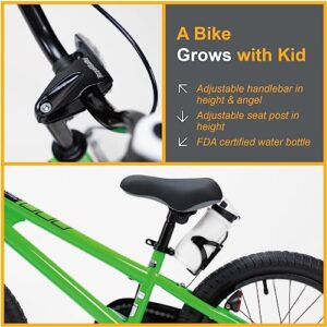 RoyalBaby Freestyle Kid’s Bike for Boys and Girls, 18 inch with Kickstand, Green (RB18B-6G)