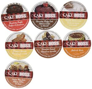 20 cup cake boss flavored only coffee sampler! 7 new delicious flavors! no decaf! chocolate cannoli, italian rum cake, raspberry truffle, dulce de leche (caramel) + so delicious!