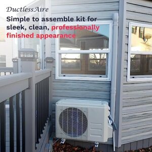 DuctlessAire White Paintable Mini Split Line Set Cover Kit - Cover for Ductless Mini Split AC & Heating System - Easy to Install Cover Kit with Wall Cap, Hide-A-Line, Coupler & End Cap (4" x 14 ft.)