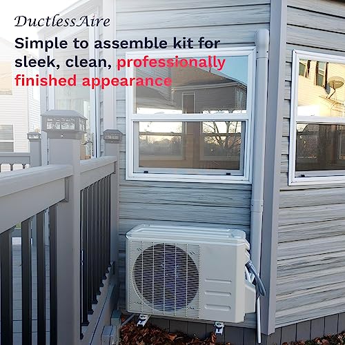 DuctlessAire White Paintable Mini Split Line Set Cover Kit - Cover for Ductless Mini Split AC & Heating System - Easy to Install Cover Kit with Wall Cap, Hide-A-Line, Coupler & End Cap (4" x 14 ft.)