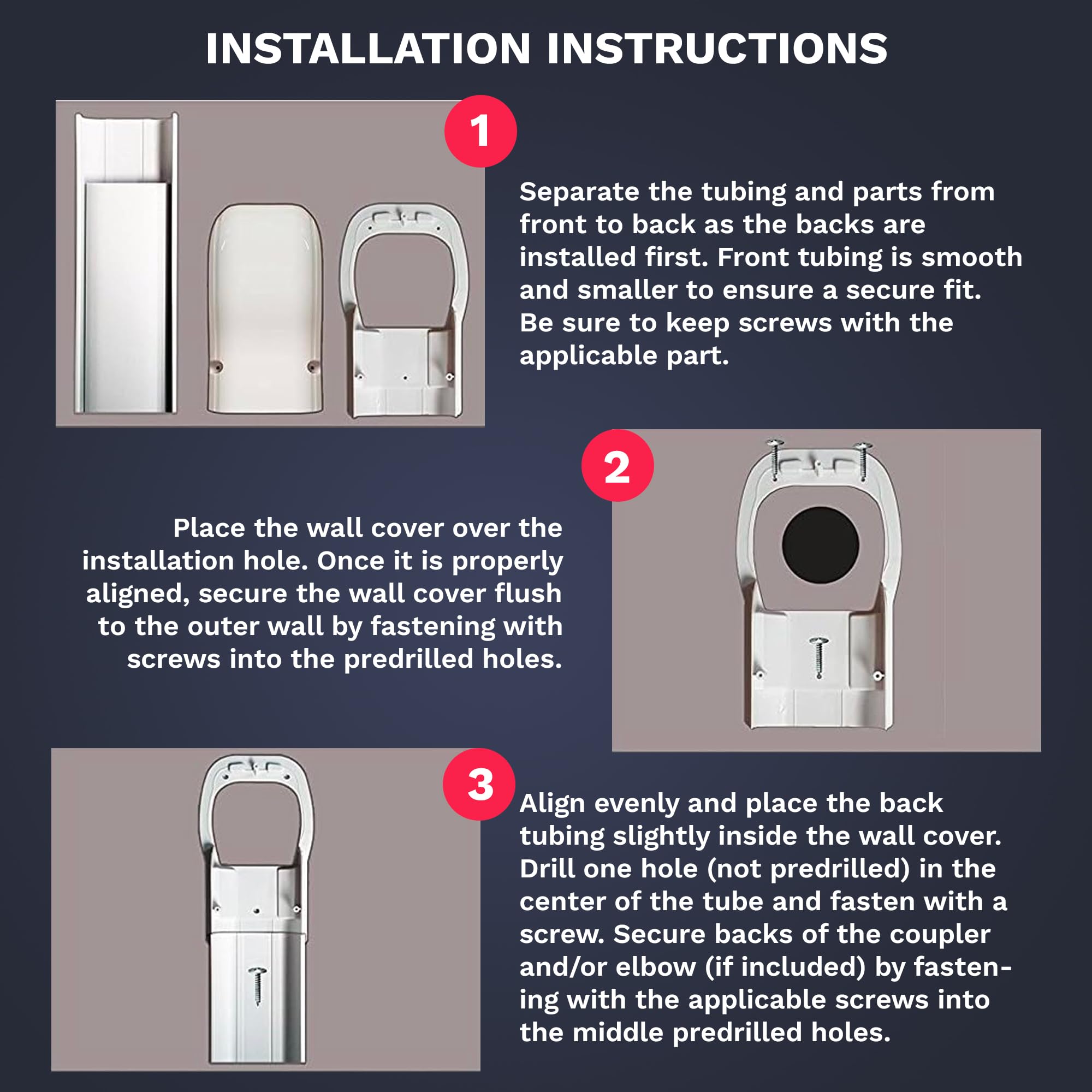 DuctlessAire White Paintable Mini Split Line Set Cover Kit - Cover for Ductless Mini Split AC & Heating System - Easy to Install Cover Kit with Wall Cap, Hide-A-Line, Coupler & End Cap (4" x 14 ft.)