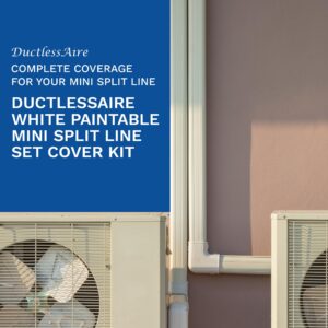 DuctlessAire White Paintable Mini Split Line Set Cover Kit - Cover for Ductless Mini Split AC & Heating System - Easy to Install Cover Kit with Wall Cap, Hide-A-Line, Coupler & End Cap (4" x 14 ft.)