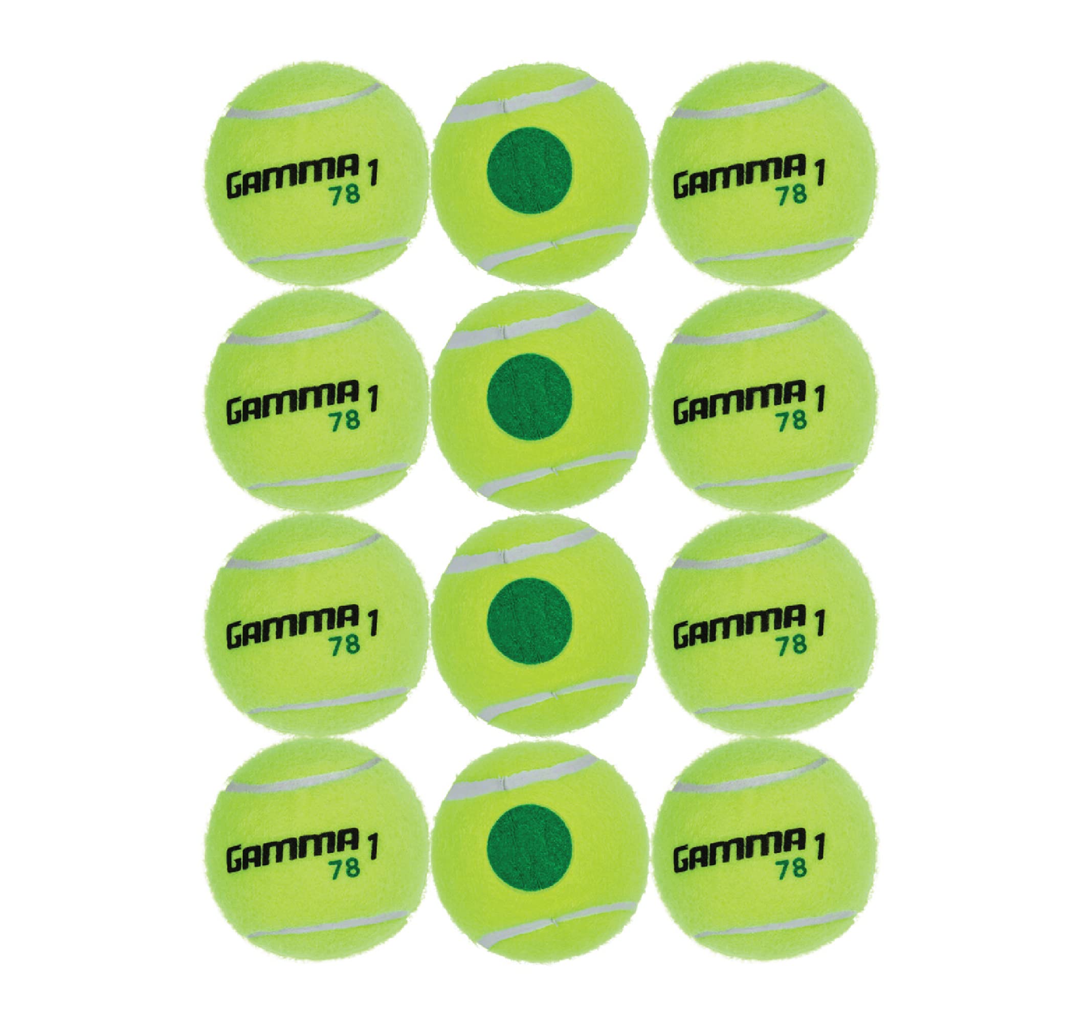 GAMMA Sports Kids Training (Transition) Balls, Yellow/Green Dot, 78 Green Dot, 12-Pack