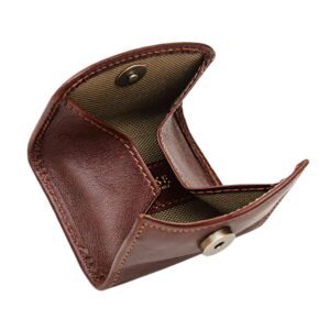 maruse slim handmade italian leather coin purse with magnetic closure, brown