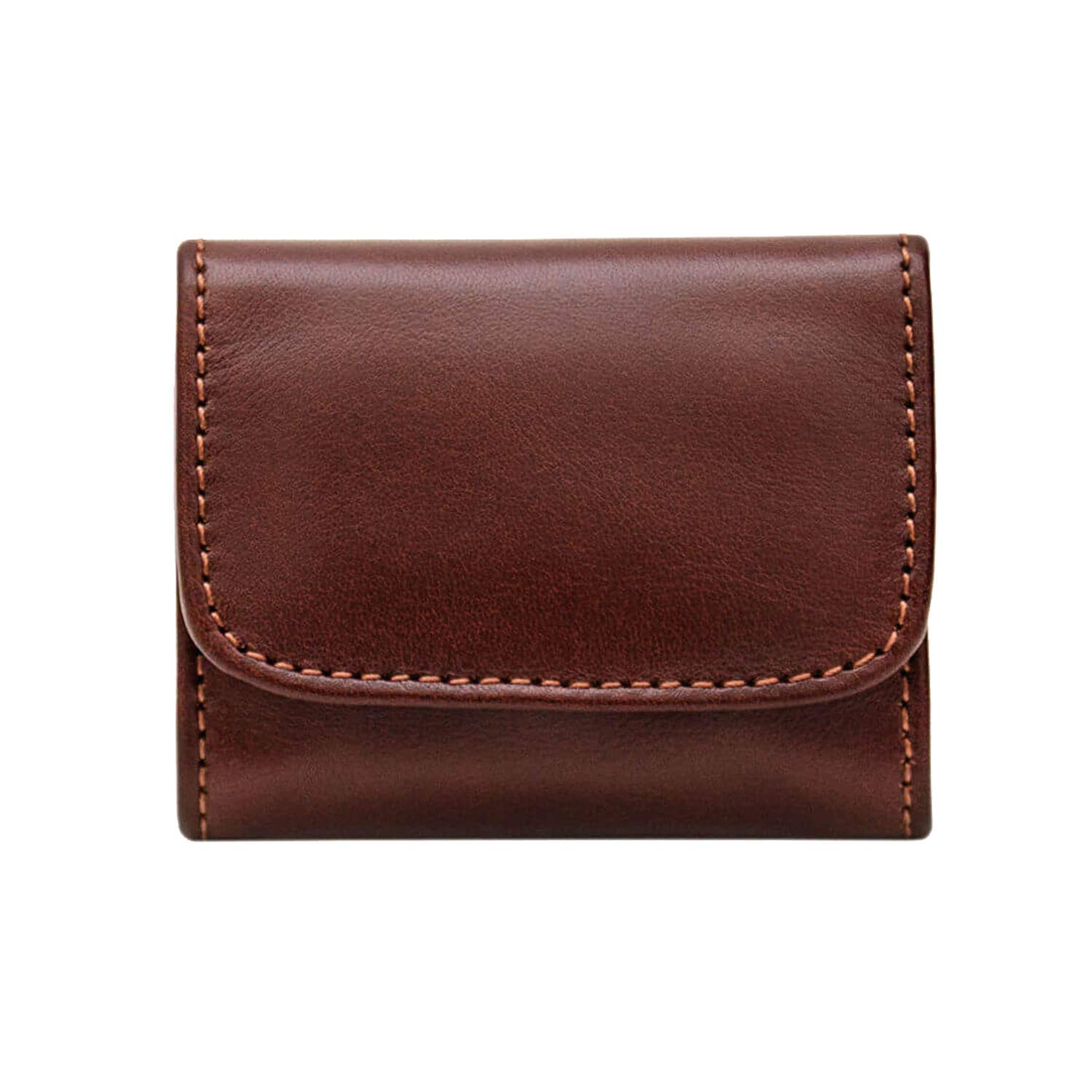 Maruse Slim Handmade Italian Leather Coin Purse with Magnetic Closure, Brown