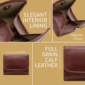 Maruse Slim Handmade Italian Leather Coin Purse with Magnetic Closure, Brown