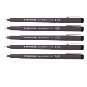 staedtler staedtler 0.2 mm pigment liner fineliner sketching drawing drafting pens pack of 5