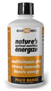 health direct - nature's optimal nutrition energize liquid multivitamin superfood - 140+ nutrients - mental clarity & energy - immune & cardiovascular support – 30 servings – peach mango