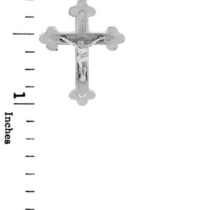 Solid 14k White Gold Budded Cross Charm Crucifix Pendant