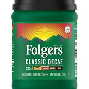 folgers classic decaf medium roast ground coffee, 11.3 ounces