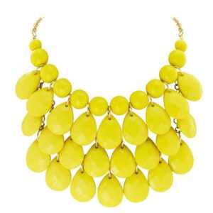 jane stone fashion bubble layered necklace floating teardrop collar statement jewelry for women(fn0580-yellow)