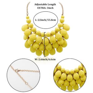 Jane Stone Fashion Bubble Layered Necklace Floating Teardrop Collar Statement Jewelry for Women(Fn0580-Yellow)