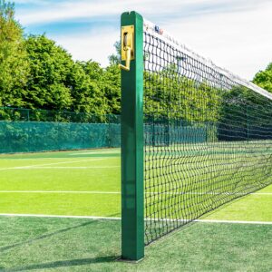 vermont square tennis posts [itf regulation] | 76mm powder coated steel – optional ground sockets (green, with ground sockets)