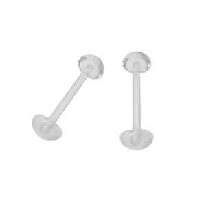 bodyjewelryonline 2pcs clear piercing retainer 14g plastic tongue ring retainer flexible bioflex acrylic half ball nipple ring retainer piercing barbell 5/8" (16mm)