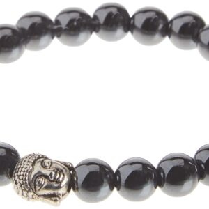 Original Chakra Infused Buddha Bracelet with Spiritual Hematite Healing Stones - Adjustable Sizing for Women, Men and Yogis - Earth Therapy