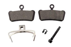 sram disc brake pads - organic compound, steel backed, quiet, for trail, guide, and g2