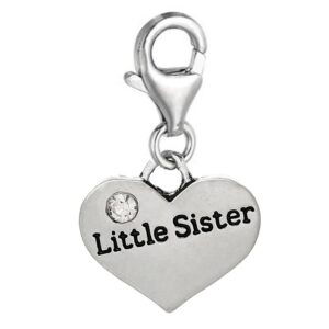 sexy sparkles little sister clip on charm for european jewelry with lobster clasp