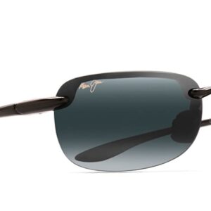 Maui Jim Men's and Women's Sandy Beach Polarized Universal Fit Rimless Sunglasses, Gloss Black/Neutral Grey, Small