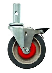 magliner 131020b 5" x 1-1/4" polyurethane replacement swivel caster with brake for gemini convertible hand trucks, 5" diameter, 1-1/4" wide, black, red, silver, brown