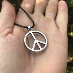 Trilogy Jewelry Pewter Classic Peace Sign Love Hippie Pendant on Leather Necklace