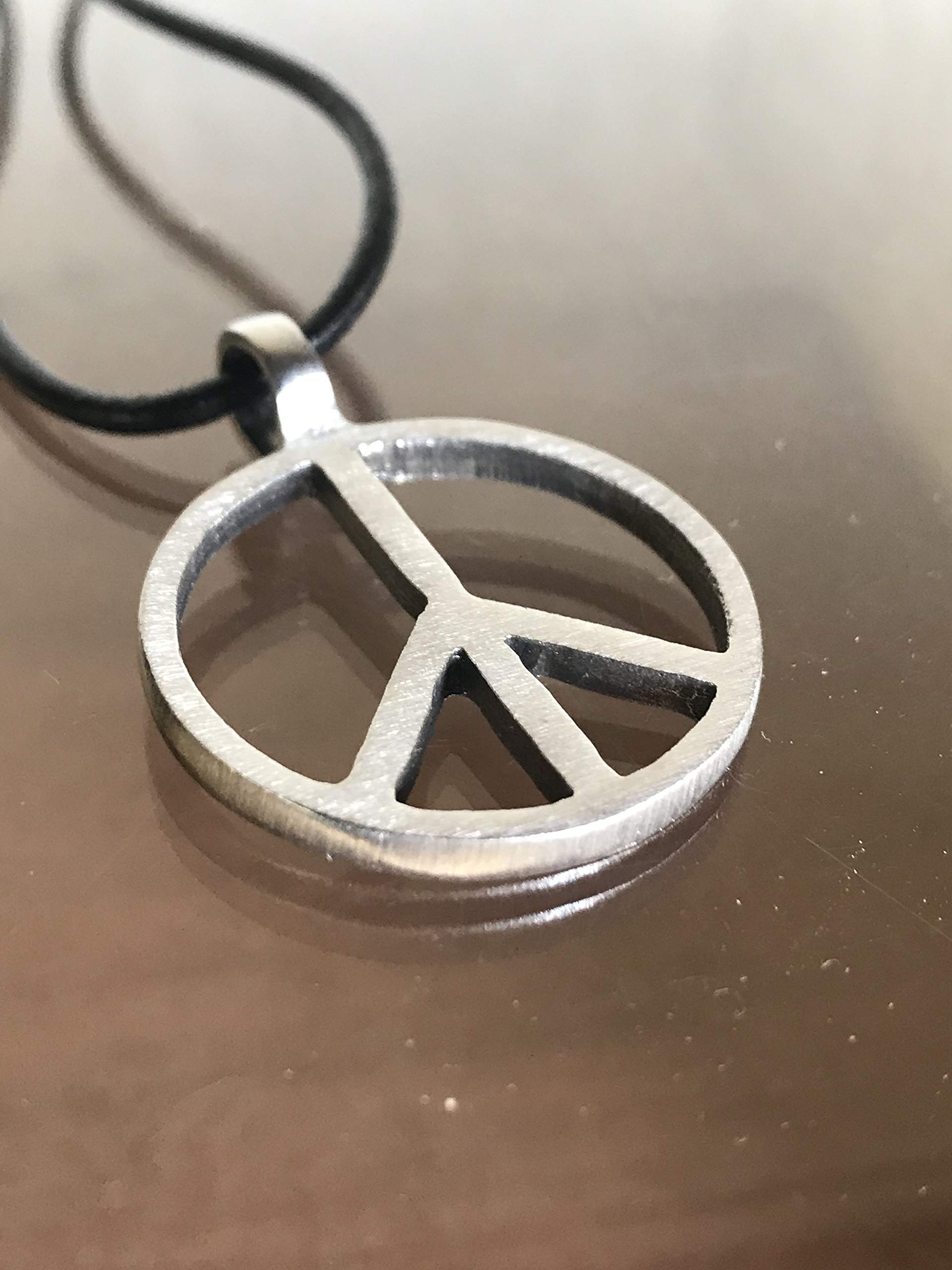 Trilogy Jewelry Pewter Classic Peace Sign Love Hippie Pendant on Leather Necklace