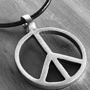 Trilogy Jewelry Pewter Classic Peace Sign Love Hippie Pendant on Leather Necklace