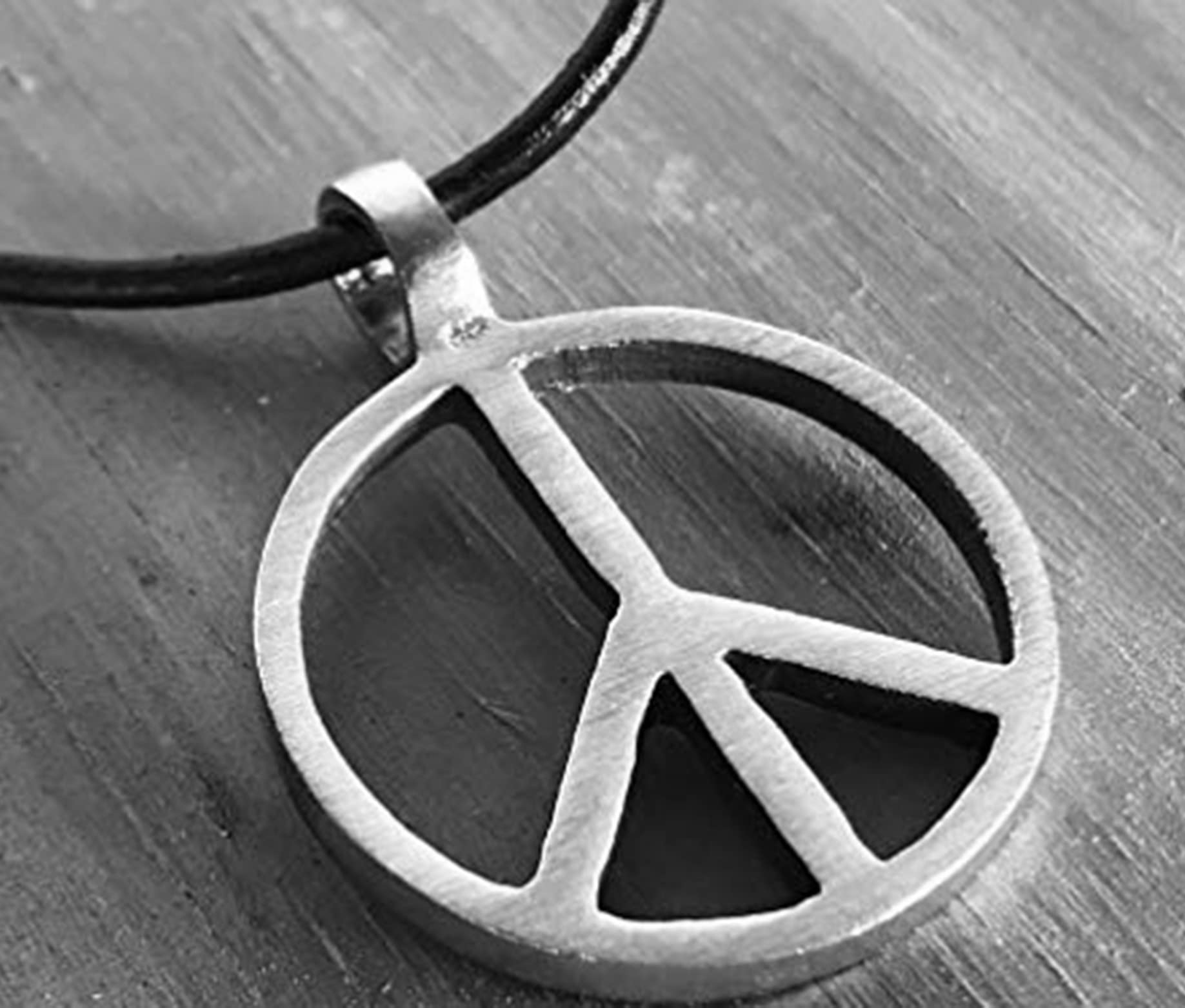 Trilogy Jewelry Pewter Classic Peace Sign Love Hippie Pendant on Leather Necklace