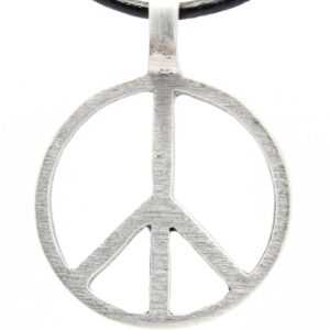 Trilogy Jewelry Pewter Classic Peace Sign Love Hippie Pendant on Leather Necklace