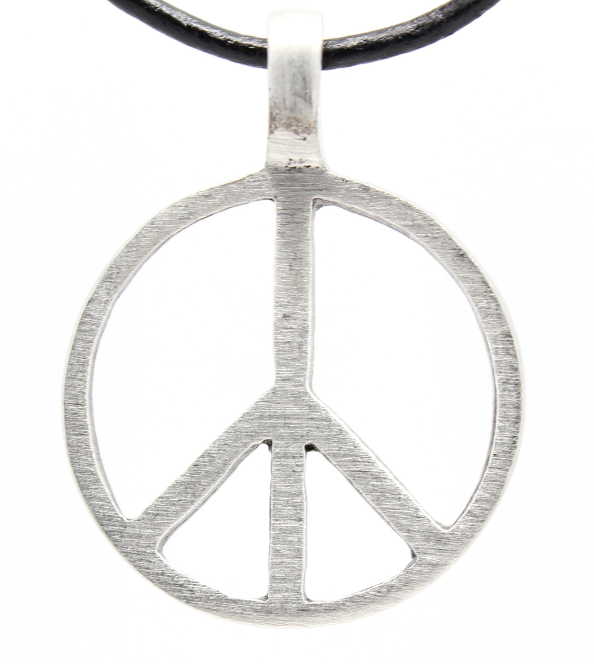 Trilogy Jewelry Pewter Classic Peace Sign Love Hippie Pendant on Leather Necklace