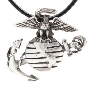 trilogy jewelry pewter usmc marine corps insignia semper fi pendant on leather necklace